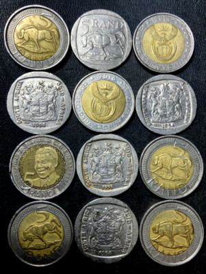 Old SOUTH AFRICA Coin Lot - 5 RAND - 12 Excellent Coins - Uncommon ...