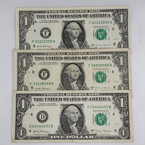 Quad 2s 3s 4s Fancy Serial Number One Dollar Bills 2017A Lot of 3 | eBay