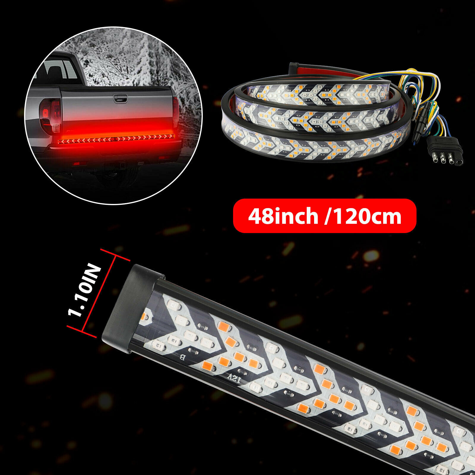 48in Arrow Truck Tailgate Strip LED Sequential Brake Stop Signal Tail ...