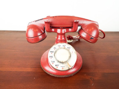 Antique Western Electric 102 B1 Oval Rotary Telephone Factory Red Made ...