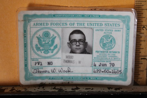 1969 Armed Forces ID Card Vietnam War Thomas W. Wood Army PV1 NG | eBay