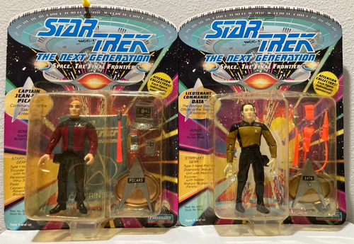1992 Star Trek Next Generation Figures Set of 3 Sealed on card. Picard ...
