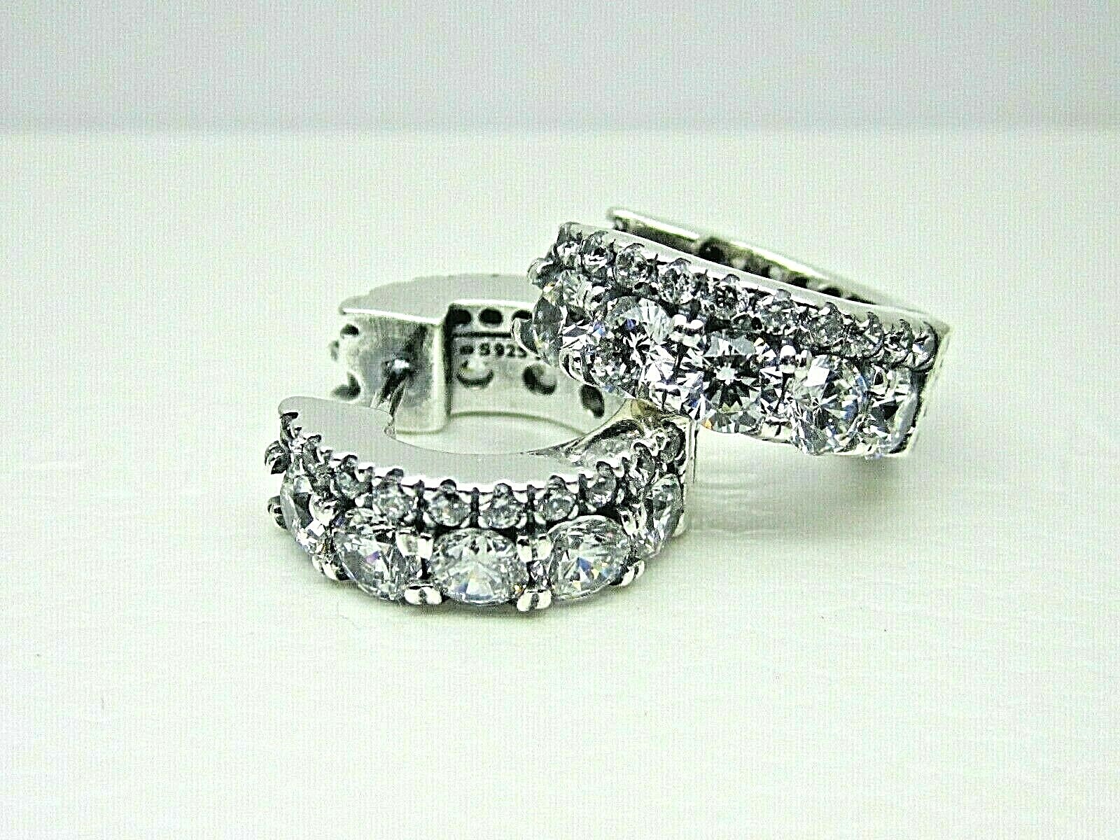 Authentic Pandora #290058C01 Double Band Pave Hoop Earrings with Clear ...