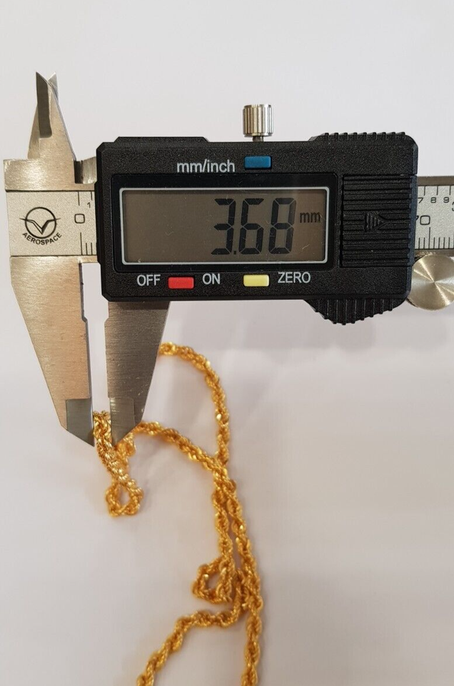 Authentic 22K Gold Chain Necklace Yellow Gold Rope Chain Hallmark Royal ...