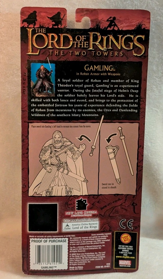 LOTR The Two Towers Gamling Rohan Royal Guard Figure Toy Biz 2004 New ...