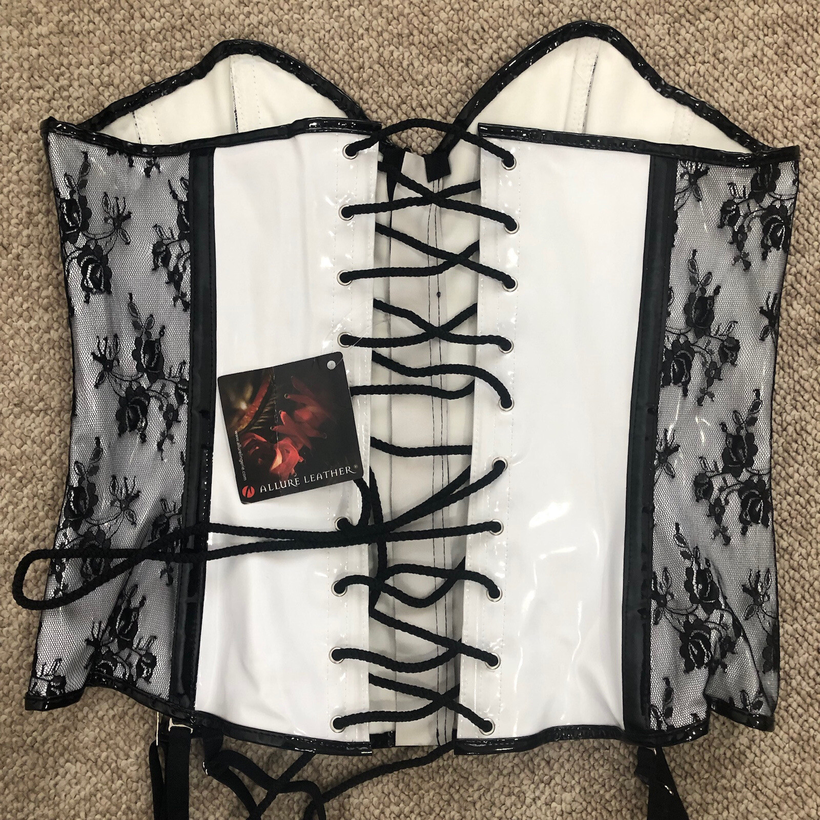 NWT Allure Leather Wet Look Vinyl PVC & Lace Bustier Corset Size XL | eBay