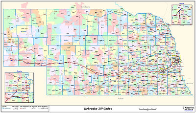 Nebraska State Zipcode Laminated Wall Map | eBay