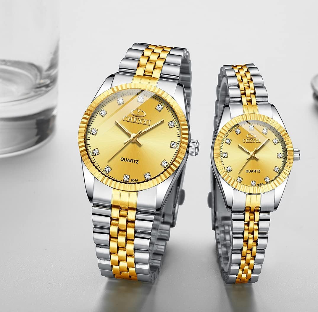 Swiss Brand 2 Tone Watch Men Women Gold Silver Stainless Steel ...
