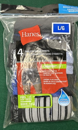 *FREE SHIPPING* Hanes 4 Pack Tagless Boxer Briefs Comfort Soft Men's ...
