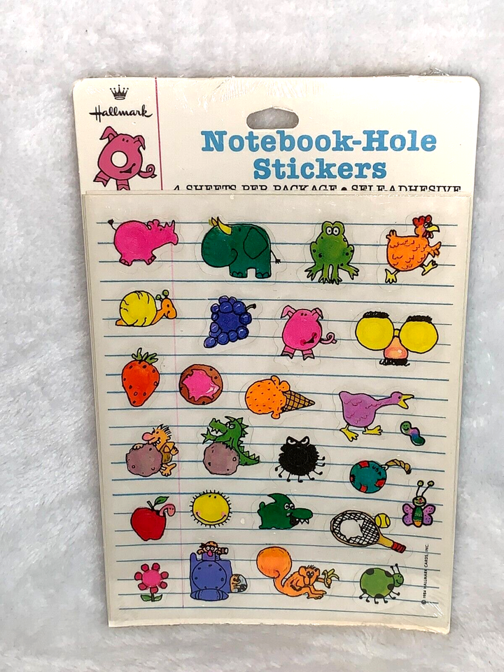 New Sealed Vintage 1984 Hallmark Notebook Hole Stickers Animals Bugs ...