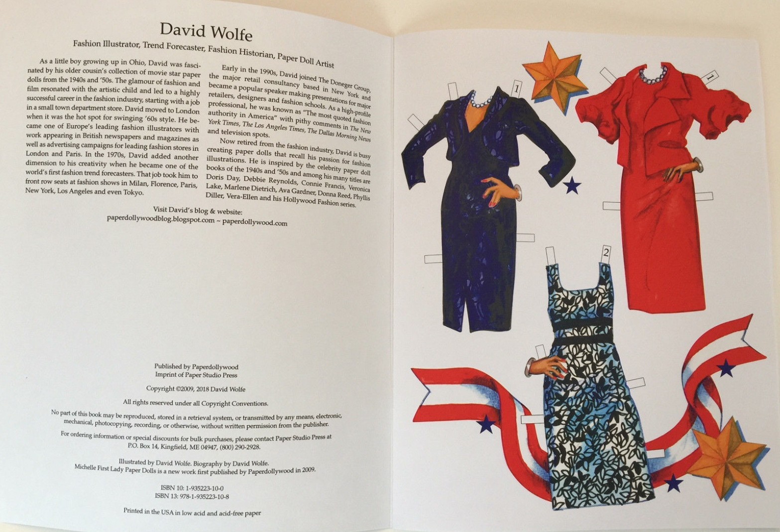 Lovely MICHELLE OBAMA Paper Doll Book by David Wolfe--NOW BACK IN STOCK ...