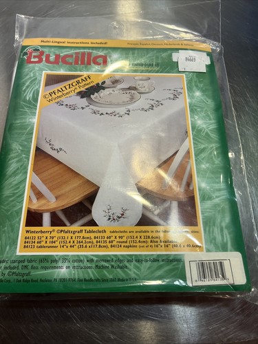 BUCILLA Stamped for Embroidery TABLECLOTH WINTERBERRY PFALTZGRAFF 60 ...