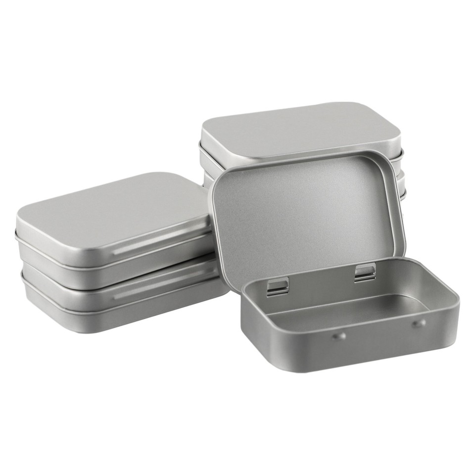 Convenient Metal Storage Box Small TinPlated Container with Hinged Lid ...