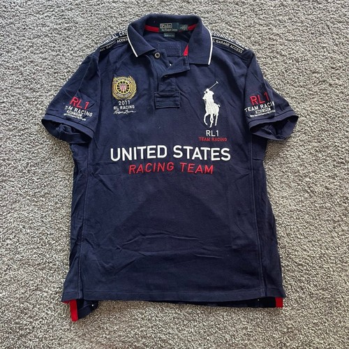 Polo Ralph Lauren 2011 RL Racing Polo Shirt Navy Blue Mens Large Crest ...