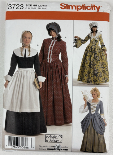 Simplicity 3723 Historical Costume Prairie/Pilgrim Dress Pattern 6 8 10 ...