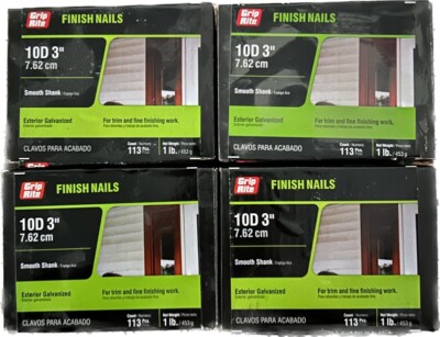 4 Pk Grip Rite 113 Count Finish Nails 10D 3" Smooth Shank Exterior ...