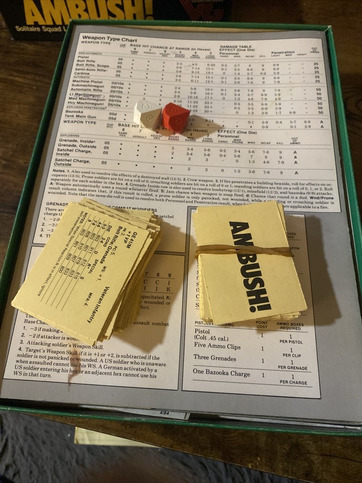 Ambush! Vintage Board Game by Victory Games Inc. VG Condition, Complete ...