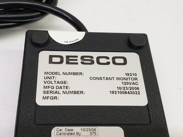 Desco 19210 Workstation Continuous Monitor 120vac for sale online | eBay