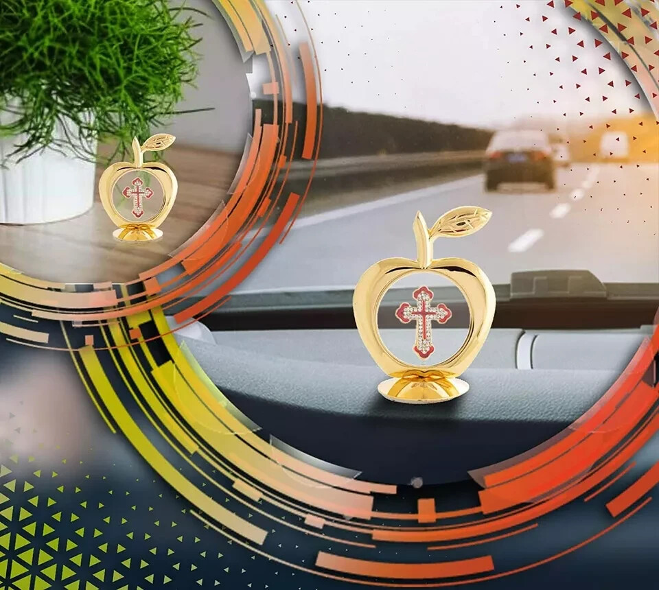Golden Apple Shape Jesus Symbol Idol For Car Dashboard Home Office ...