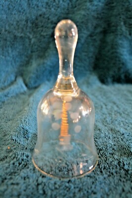 Clear Glass Dinner Bell Etched Flower - Crystal Clapper - 6” Tall x 2-3 ...