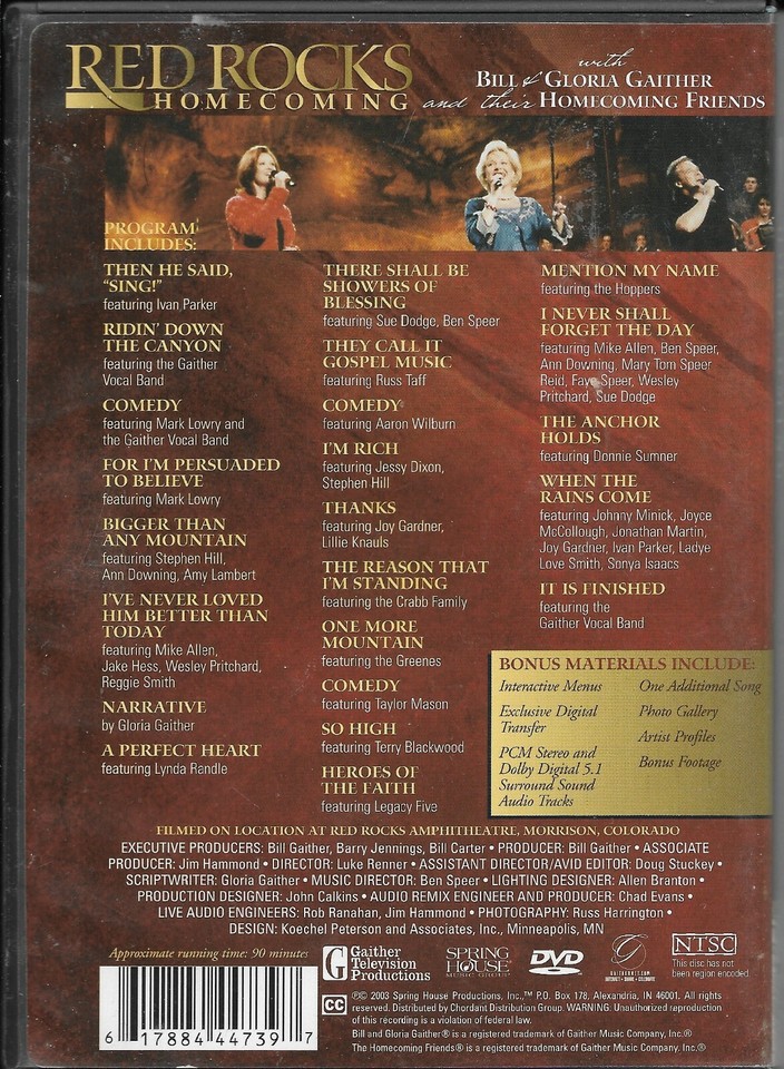 "RED ROCKS HOMECOMING"........GAITHER GOSPEL SERIES........OOP GOSPEL ...