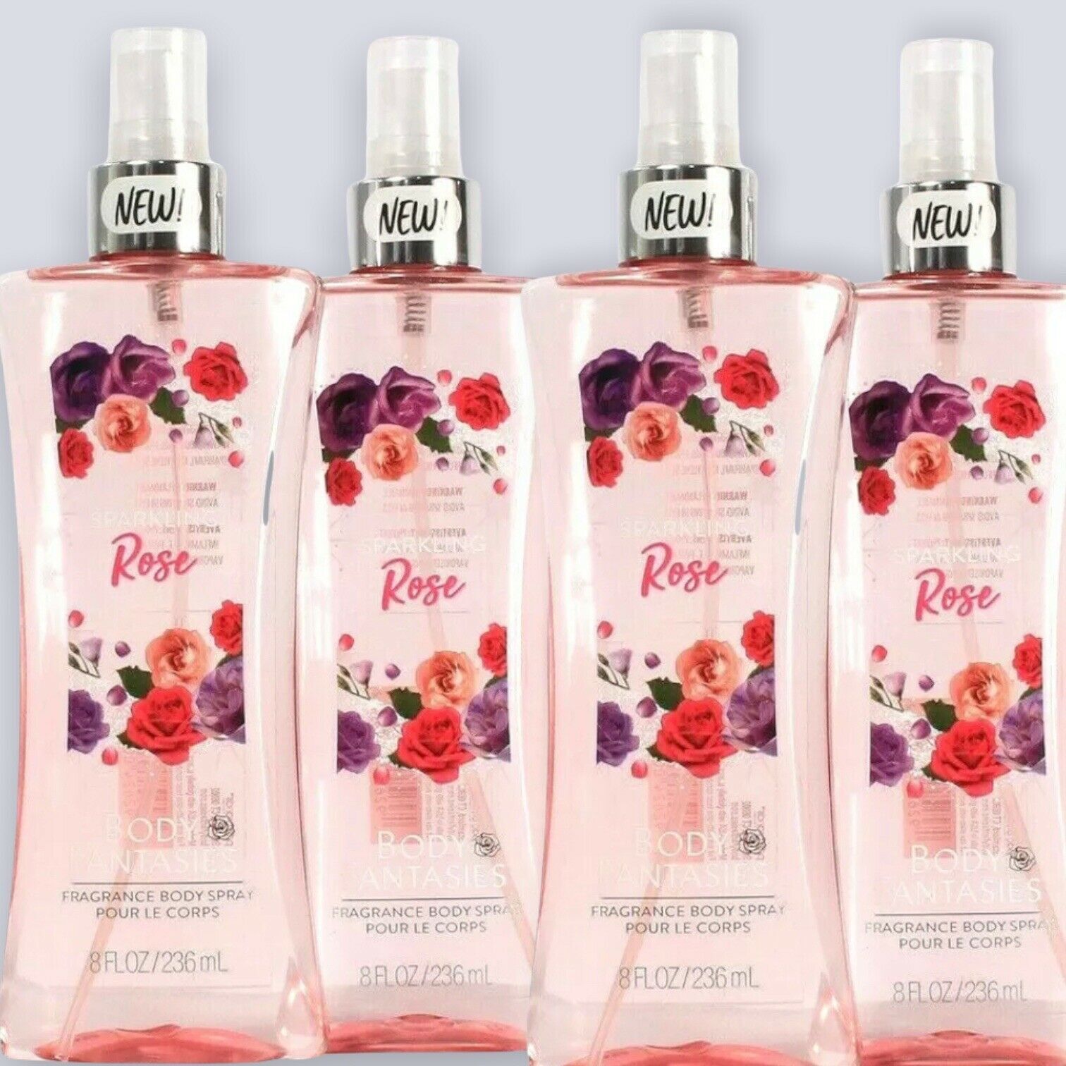 Lot of 4 Body Fantasies 8 Oz Sparkling Rose Body Spray | eBay