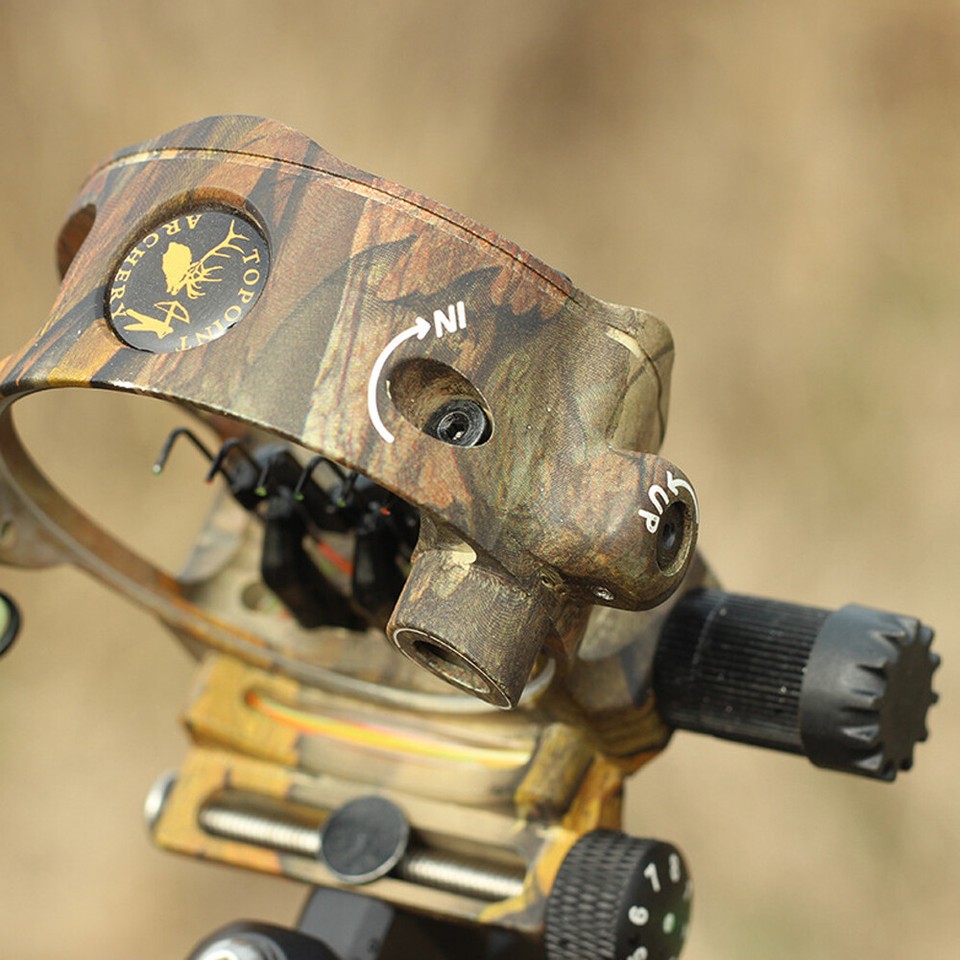 Compound Bow Sight 7 Pin (.019) Archery Micro Adjustable Optical Fiber ...
