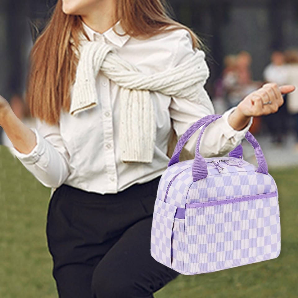 Insulated Lunch Box Corduroy Lunch Tote Bags Leakproof Cooler Lunch ...