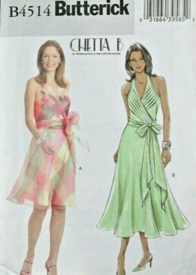 Butterick 4514 Misses Halter Dress & Sash Sewing Pattern 6-8-10-12 by ...