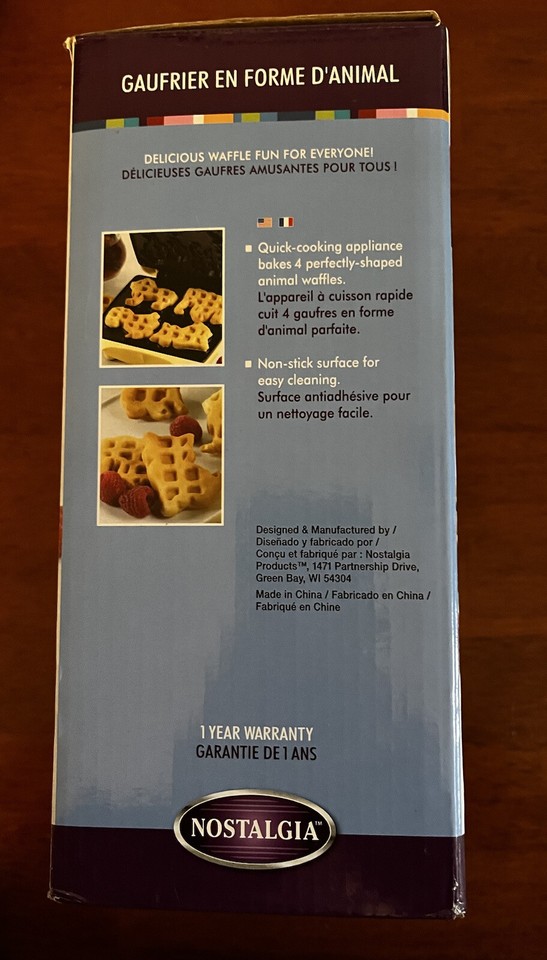 NOSTALGIA Animal Circus Mini Waffle Maker /Cookies Makes 4 Animal ...