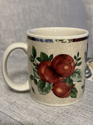 Oneida Sakura Sonoma Coffee Mug Stoneware Fruit Pears Apples Grapes ...