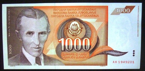 Nikola Tesla banknote 1000 dinara UNC Yougoslavie 1990 | eBay
