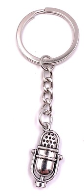 Keychain Microphone Mic Silver Studio Sound Metal Pendant Charm | eBay