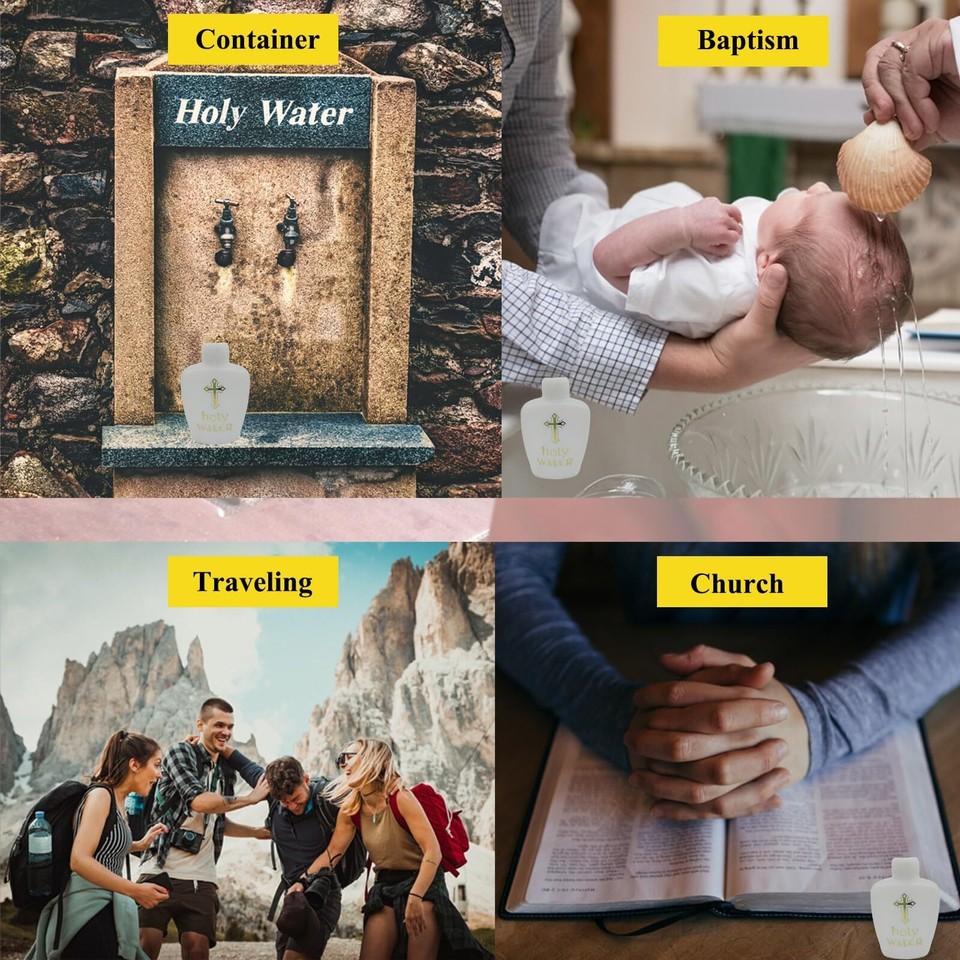 6Pcs Empty Holy Water Bottles with Screw Lid 2oz Refillable Holy Water ...