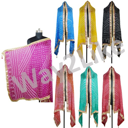 Jaipuri Rajasthani Dupatta Art Silk Ethnic Gota Patti Work & Latkan For ...