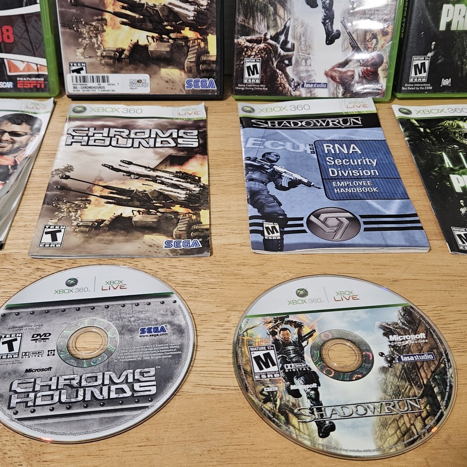 Lot XBOX 360 GAMES-Alien Predator/Resident Evil/Battlefield 3/Shadowrun ...