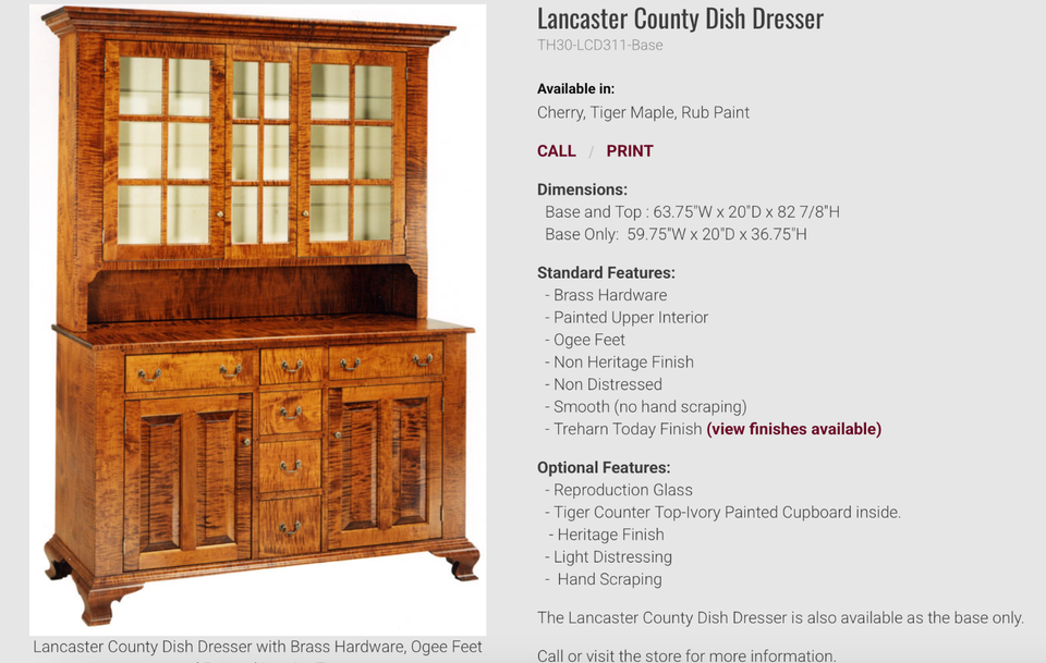 J.L. Treharn Tiger Maple Lancaster County "Dish Dresser" - Stunning! | eBay