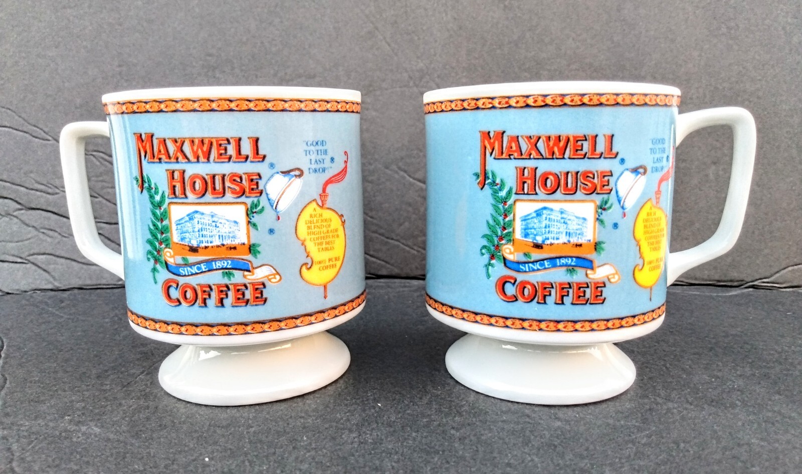 Vintage - Maxwell House - Pedestal Coffee Mugs Cups 1970's Porcelain ...