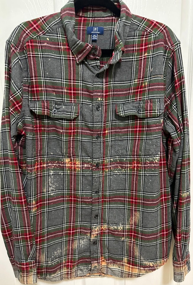 Motorcycle Freedom Ride Upcycled Distressed Flannel Shirt Mens XLT | eBay
