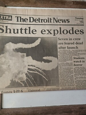 The Detroit News Jan 28 1986 Shuttle Explodes The Challenger | eBay