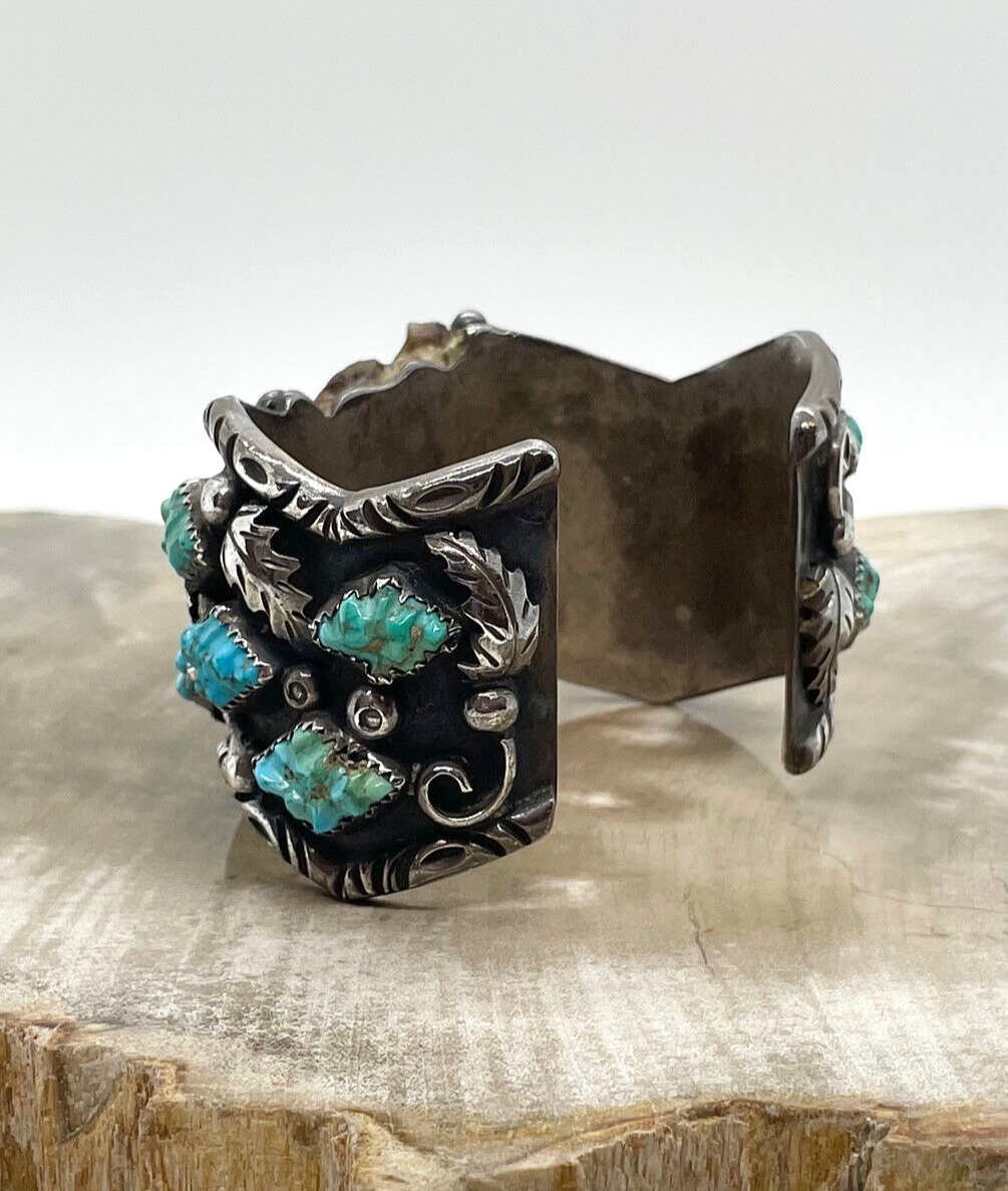 MASSIVE Antique Old Pawn Navajo Sterling Silver Turquoise Arrowhead ...