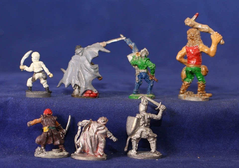 7 Metal Miniatures TSR Player Characters Ninja Cyclopskin D&D LOTR w ...