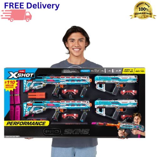 ZURU X-Shot PRO Fury-X Longshot Blaster 4-Pack 300 Darts Combo Kit NEW ...