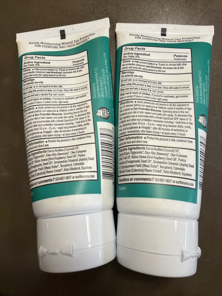 2 Mineral Sunscreen Lotion SPF 40 Non-Nano Zinc Natural Water Resistant ...