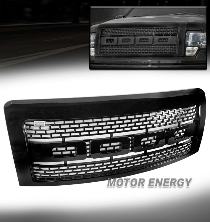09-14 FORD F-150 PICKUP RAPTOR STYLE BUMPER HOOD GRILLE SHELL BLACK ...