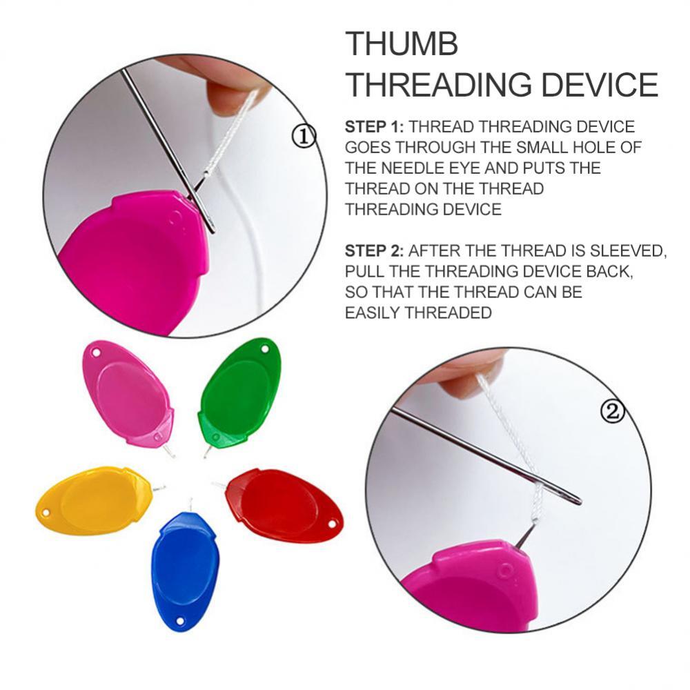 EASY NEEDLE THREADER EMBROIDERY SEWING PLASTIC TOOL 5 COLOUR 2 of each ...