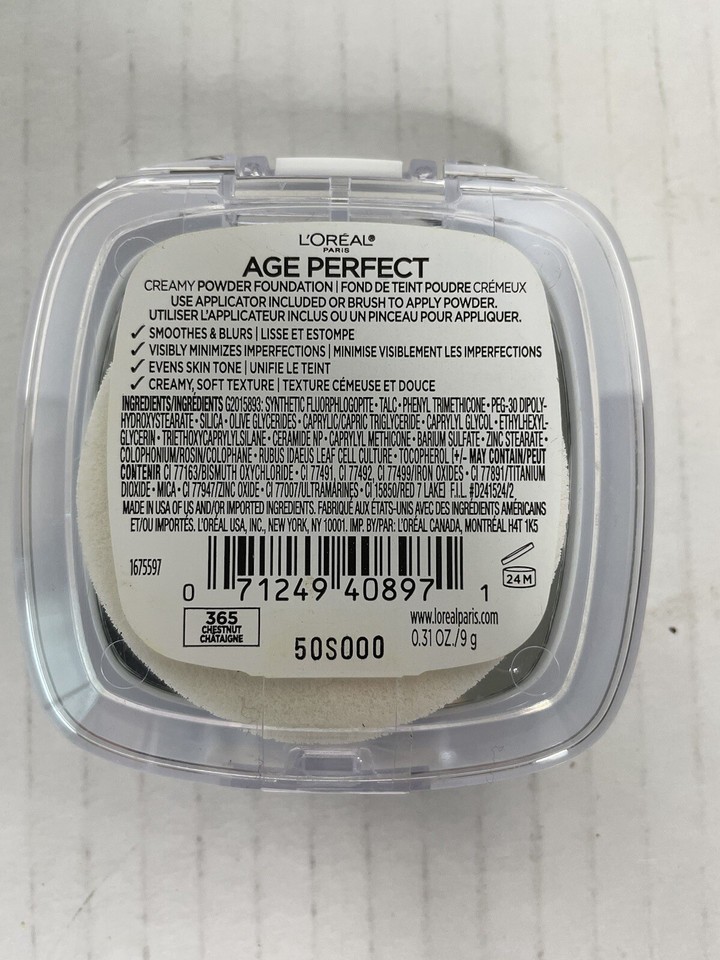 L'Oreal Age Powder Foundation Chestnut (365) Perfect Creamy/ Radiant ...