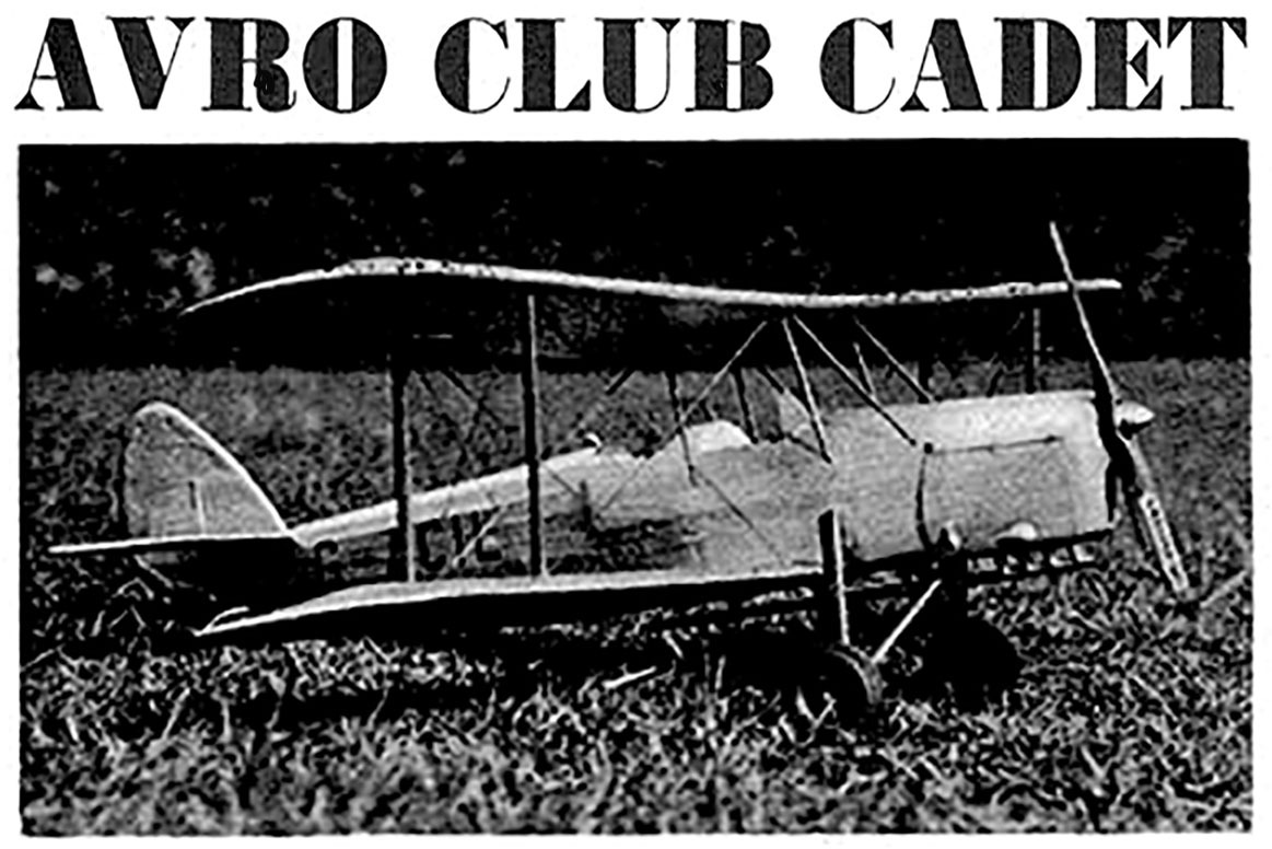 Model Airplane Plans (FF): Avro Club Cadet 1/16 Scale 22½" Biplane for ...