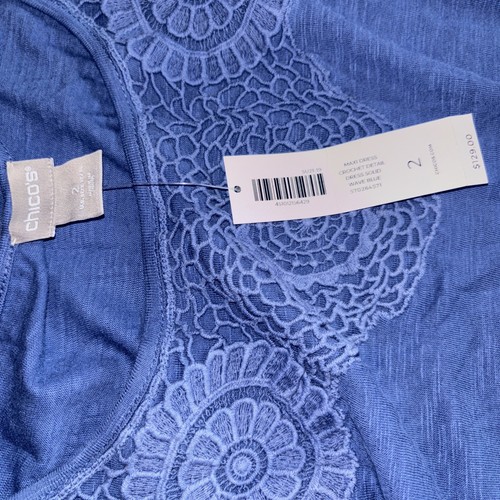 NWT CHICO’S Embroidery Blue Modal / cotton Maxi dress ( 2 ) $ 129 | eBay