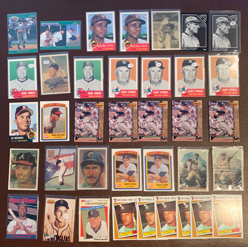 111 1980s & '90s Cards of '50s & '60s HOFers & Stars: Aaron, Mantle ...